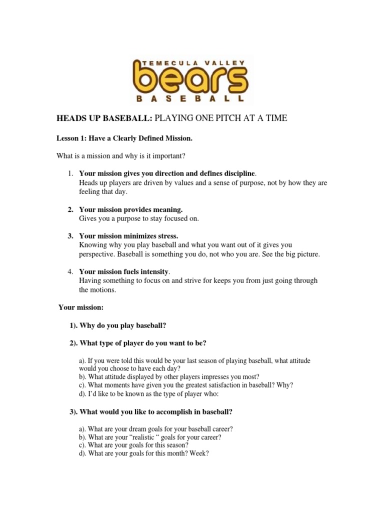 HEADSUPBASEBALL | PDF | Baseball Field | Pitcher