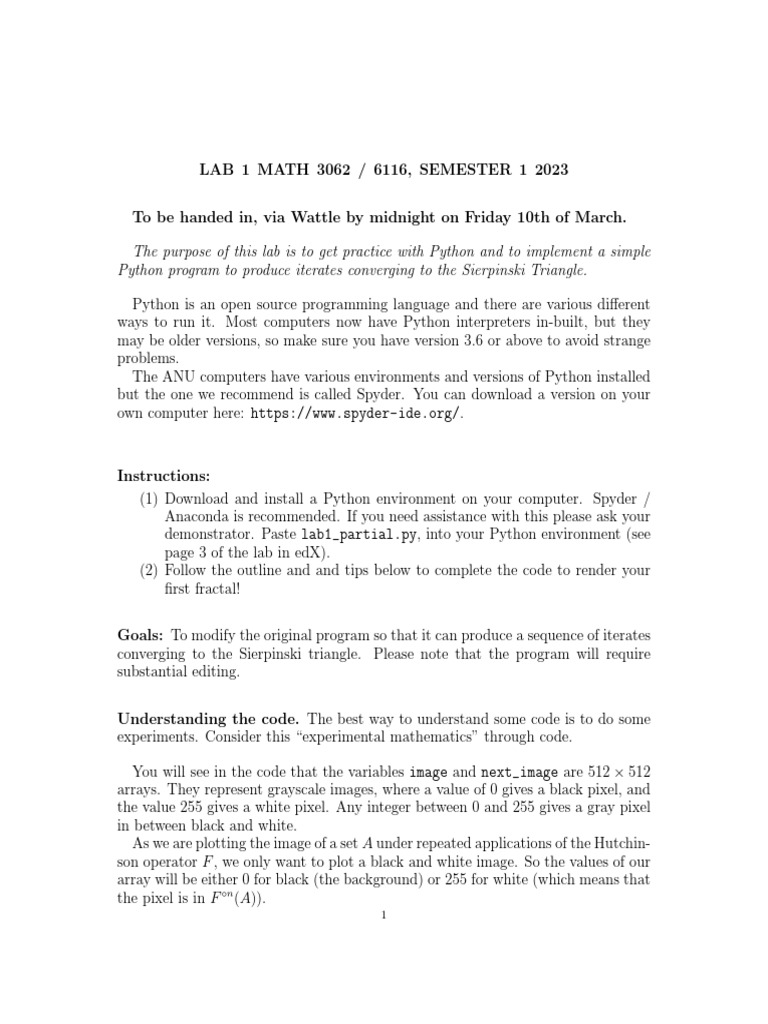 MATH3062 S12023 Lab 1 New | PDF | Python (Programming Language) | Computer Programming