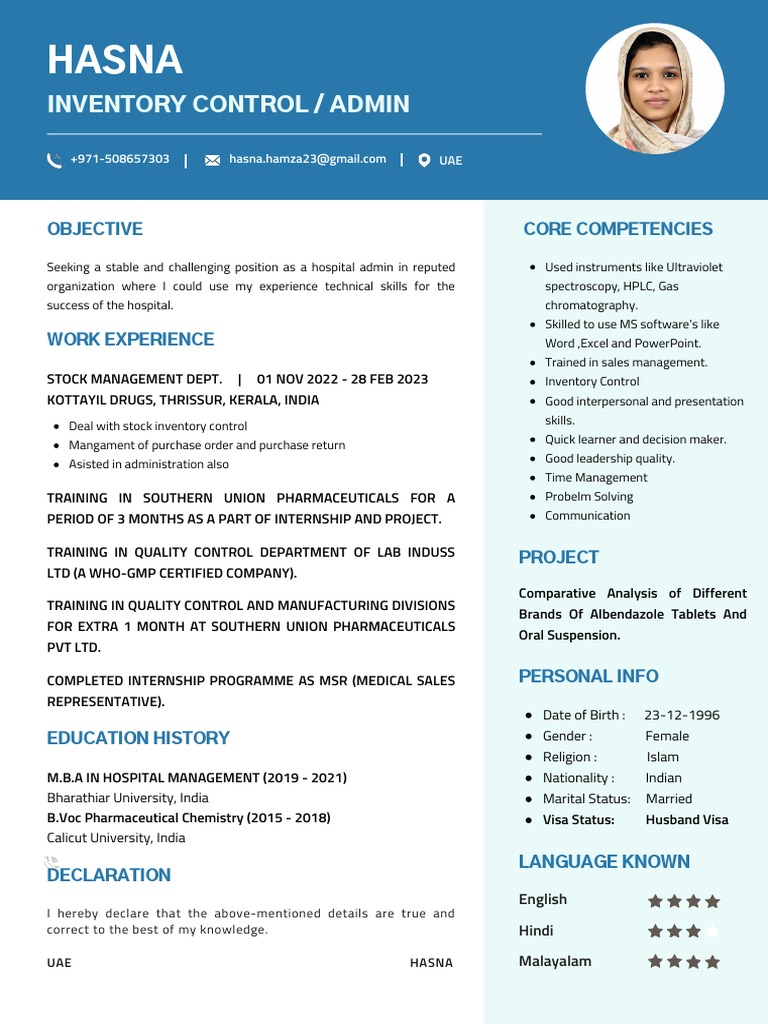 Resume Hasna Mohammed Faseem | PDF