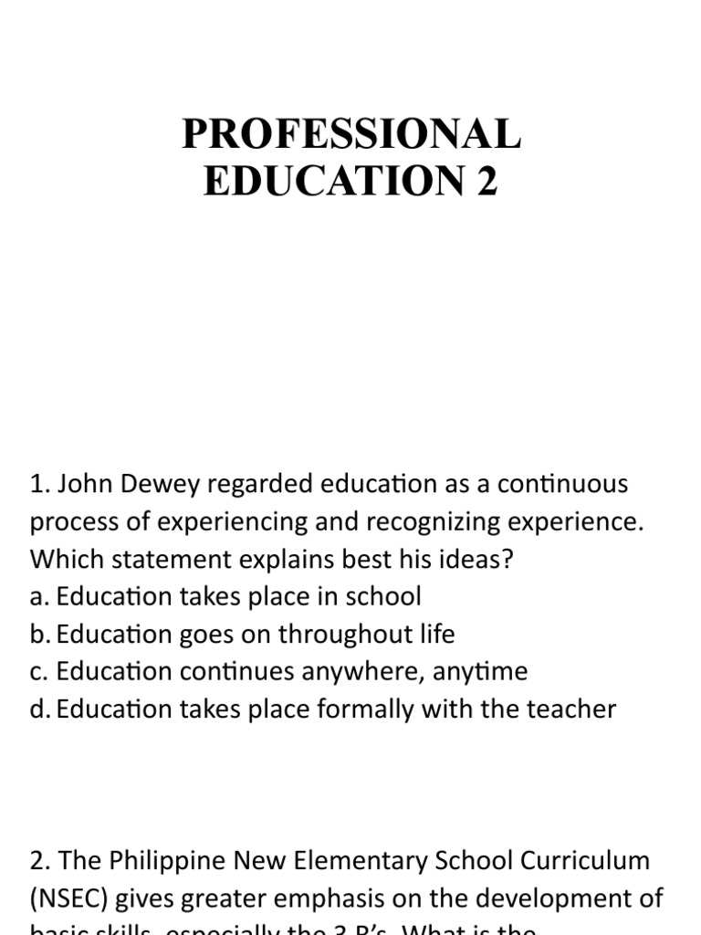 Professional Education 2 1 | PDF | Learning | Teachers