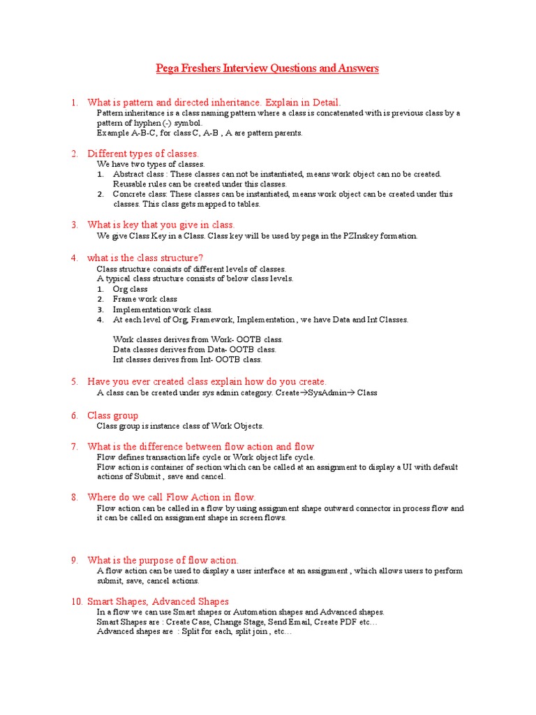 Commonly Asked Pega Interview Questions | PDF | Class (Computer Programming) | Databases