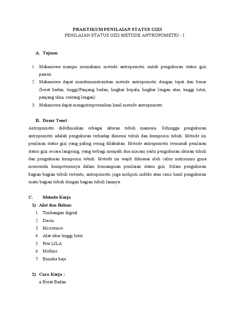 Praktikum 4 - Metode antropometri | PDF