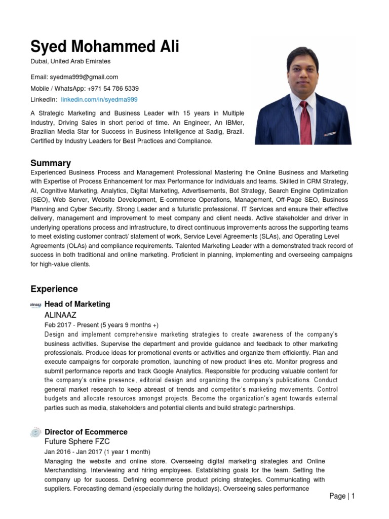 Resume Syed Mohammed Ali | PDF | Marketing | Digital Marketing