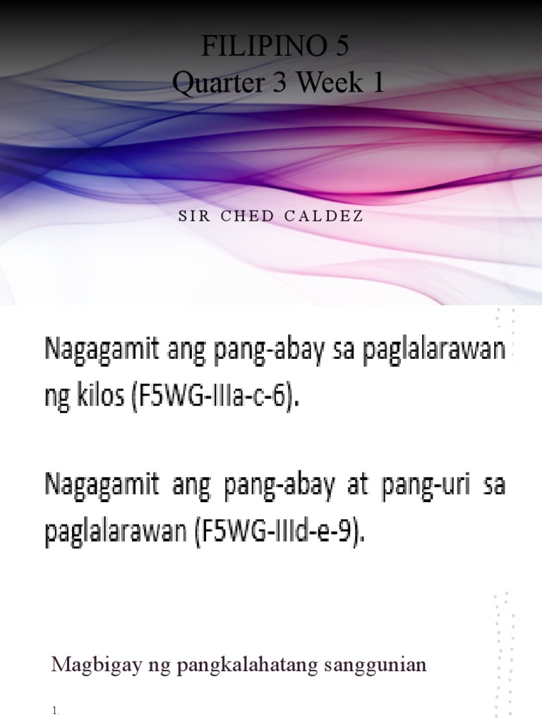 Filipino 5 Quarter 3 Week 1 | PDF