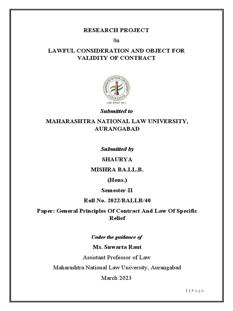 Validity of Contract: Consideration & Object | PDF | Consideration ...