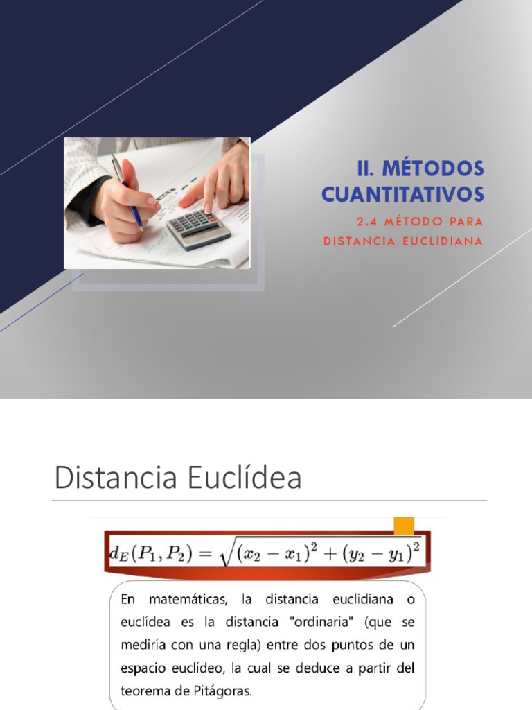 2.4 Metodo para Distancia Euclidiana PDF | PDF | Distancia | Geometría euclidiana