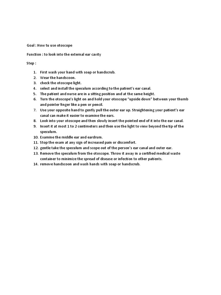 Otoscope Use: Step-by-Step Guide | PDF