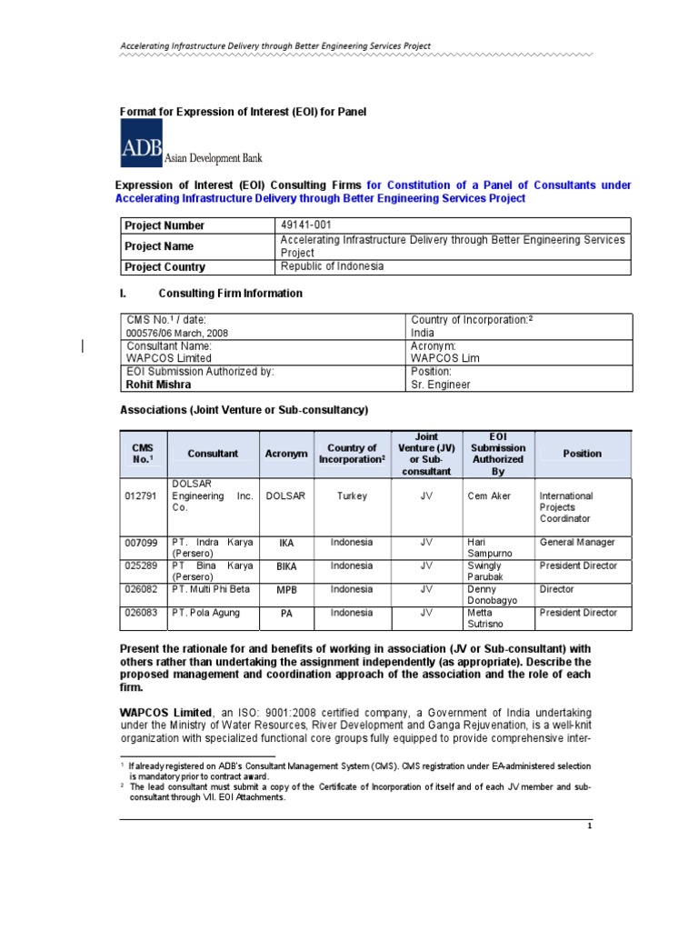 EOI Panel ADB | PDF | Engineering Design Process | Economies