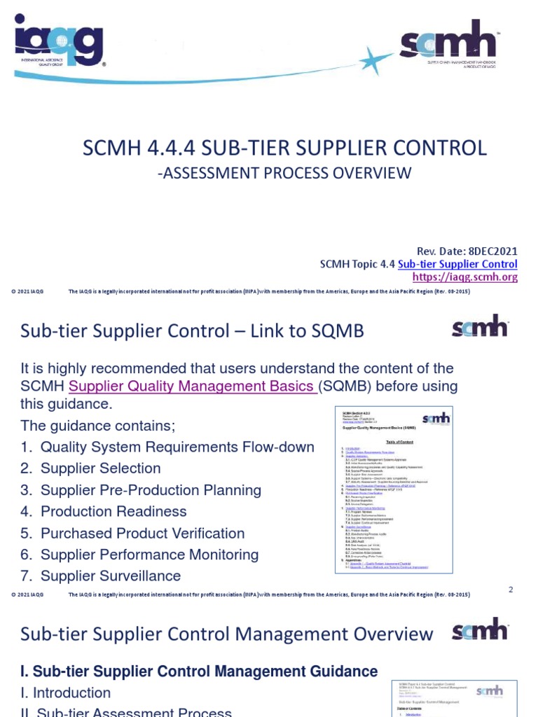 SCMH 4.4.4 Sub Tier Supplier Control Assessment Process Overview ...