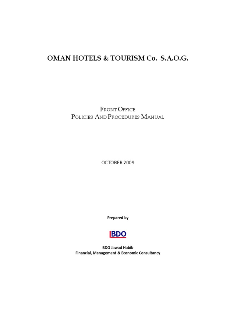 Front Office Manual - Final | Download Free PDF | Cheque | Credit Card