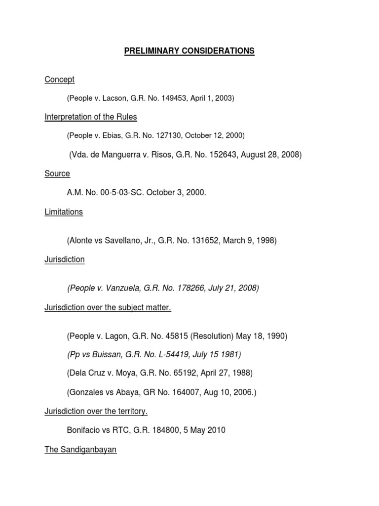001 Preliminary Considerations RG | PDF
