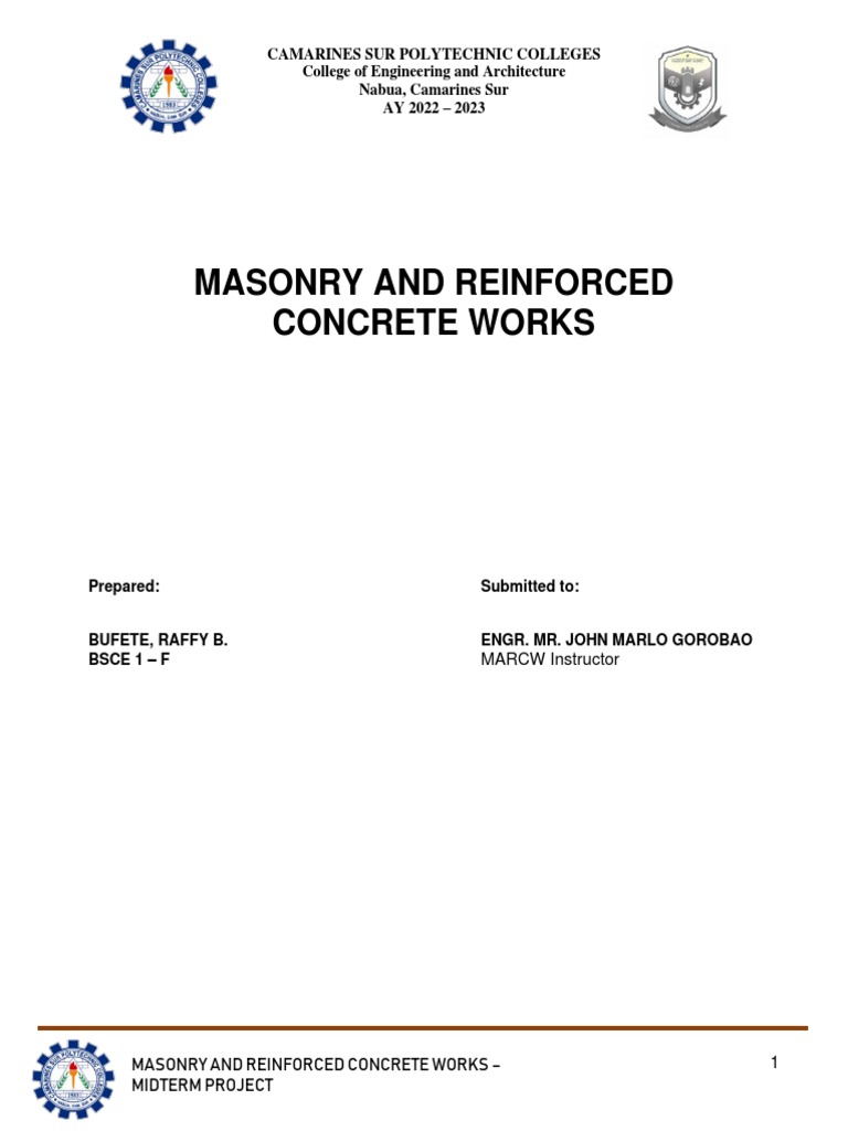 Masonry - Midterm Project PDF | PDF | Concrete | Masonry