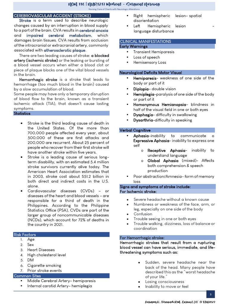 Stroke Management and Interventions | PDF | Stroke | Ischemia