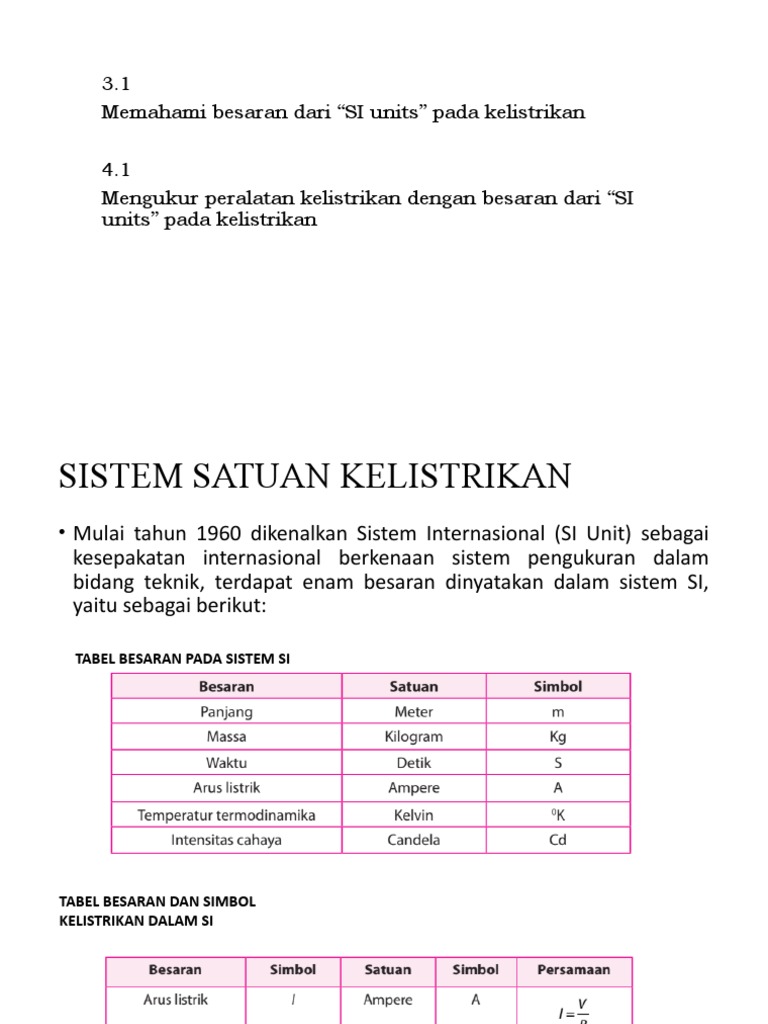 Besaran Listrik dalam Sistem SI | PDF