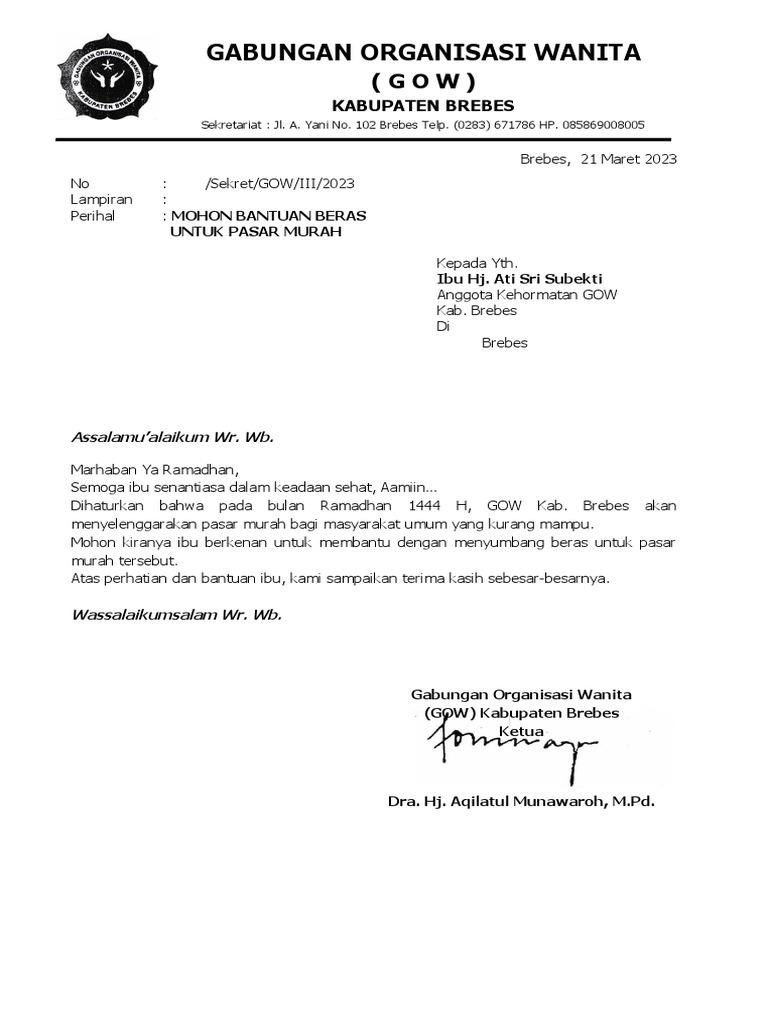 Kegiatan GOW Brebes 2023 | PDF