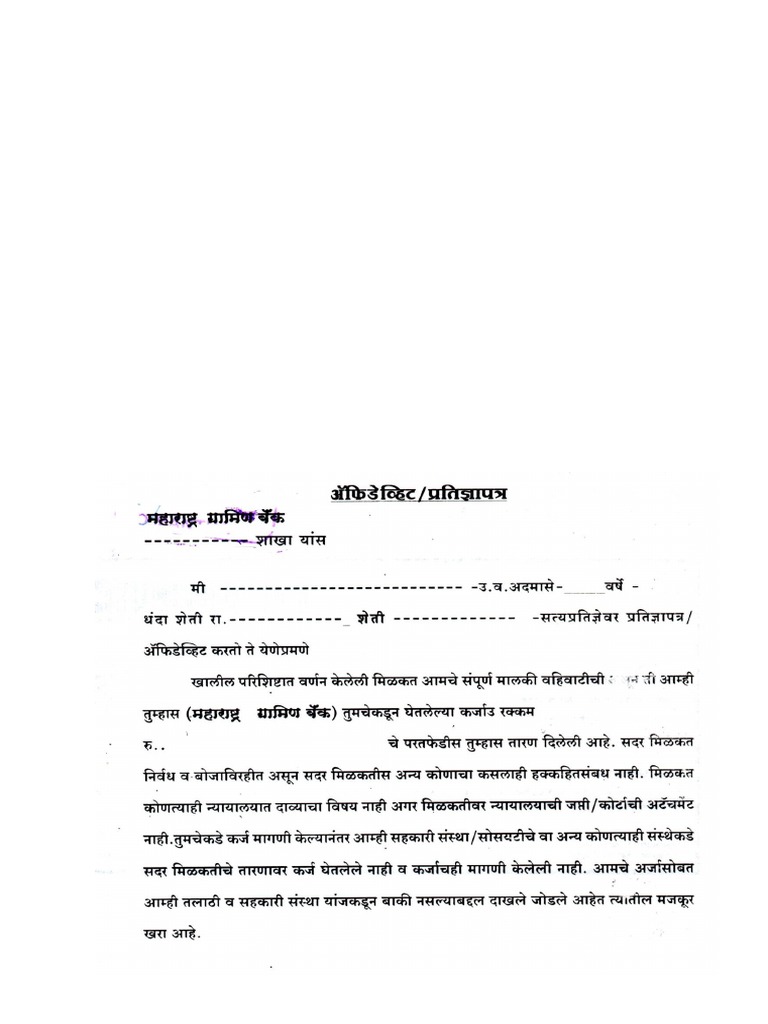 Maharashtra Gramin Bank Affidavit | PDF