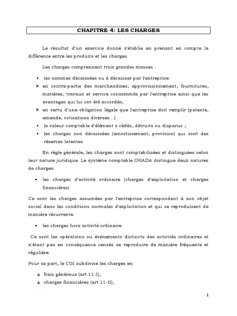Comprendre les Charges en Comptabilité | PDF
