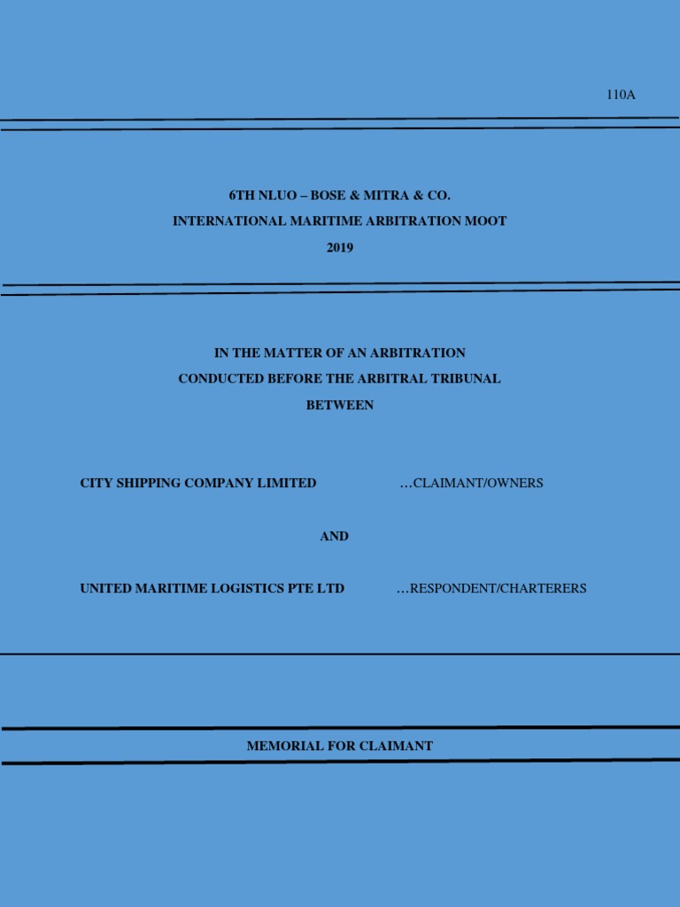 Maritime Arbitration Moot Memorial 2019 | PDF | Arbitration | Judiciaries