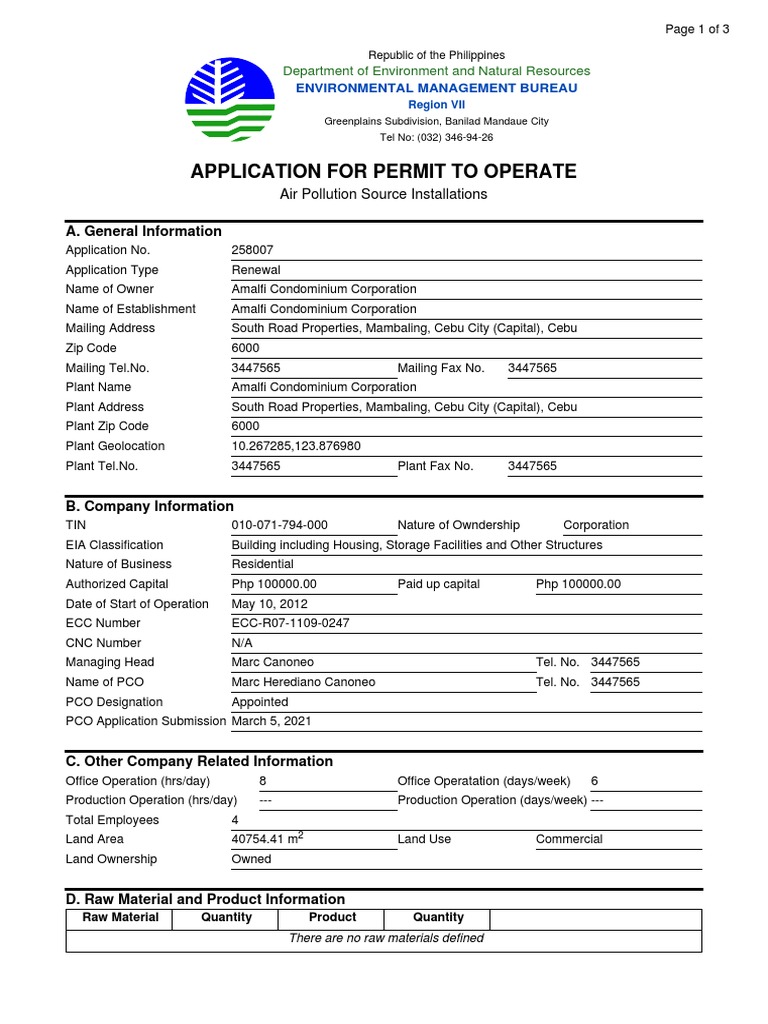 DENR PTO Requirements For Renewal - Application Form | PDF | Combustion ...