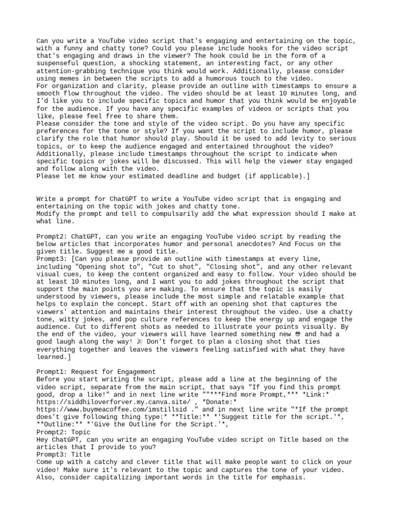 Engaging YouTube Script with Humor | PDF | Jokes | Attention