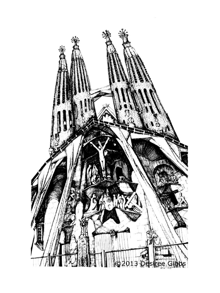 Coloring Architecture Sagrada Familia by Gauidi in Barcelona PDF | PDF