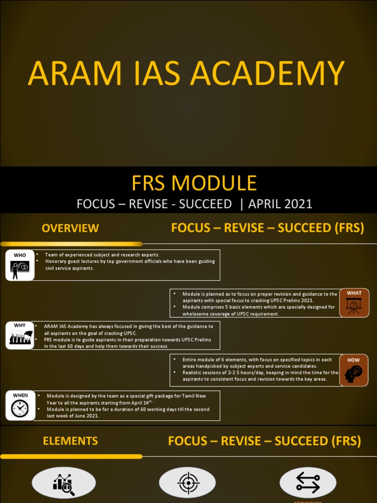 ARAM IAS ACADEMY FRS MODULE FOCUS | PDF | Science
