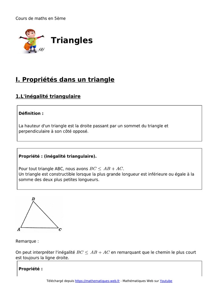 Propriétés et Construction des Triangles | PDF | Triangle | Géométrie ...
