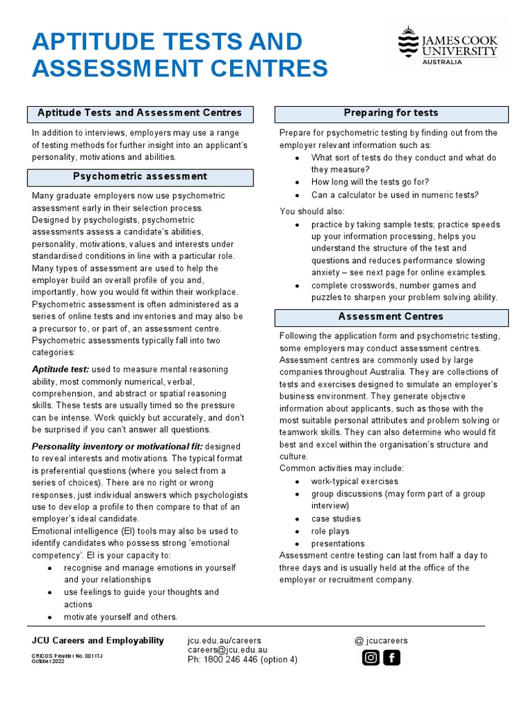 Aptitude Tests and Assessment Centres | PDF | Psychometrics | Emotional ...