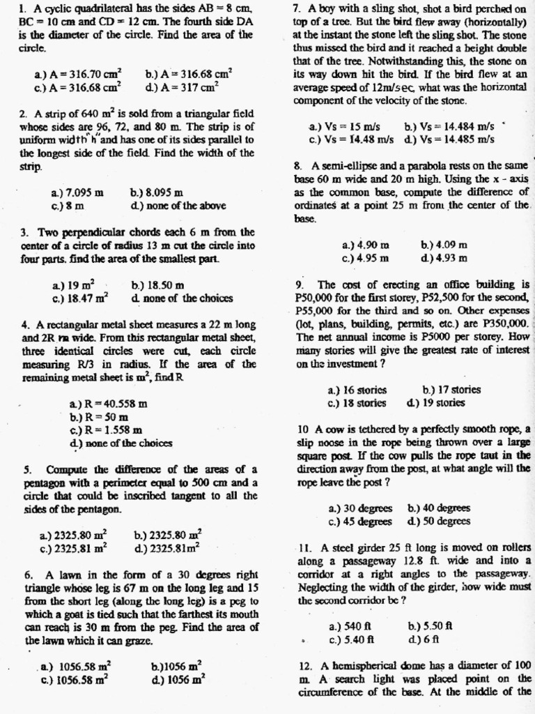 Engineering Board Exam Math Reviewer 2 | PDF