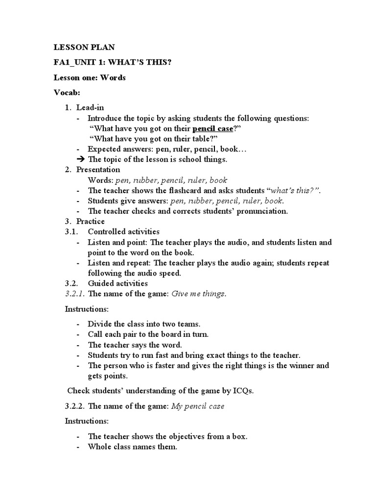 Lesson Plan - Fa1 | PDF | Cognition | Learning