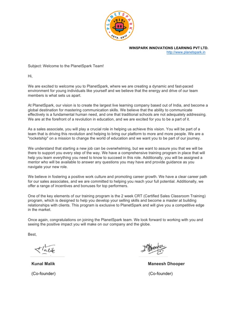 Welcome to PlanetSpark Team | PDF | Cognition