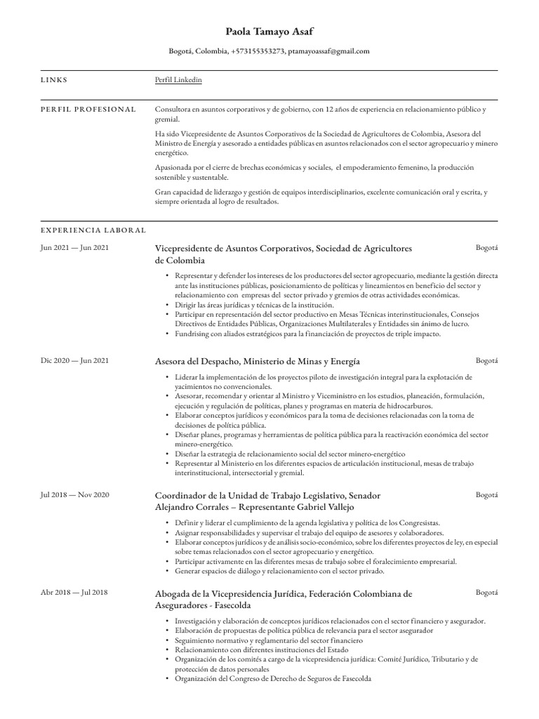 CV PAOLA TAMAYO | PDF | Colombia