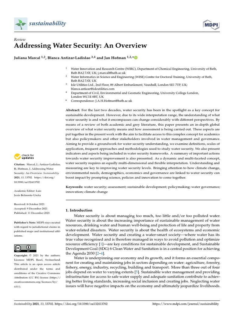 Addressing Water Security An Overview PDF | PDF | Water Security ...