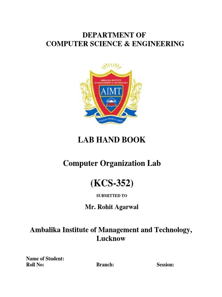 Coa Lab Manual Aimt (Cse) PDF | PDF | Logic Gate | Engineering