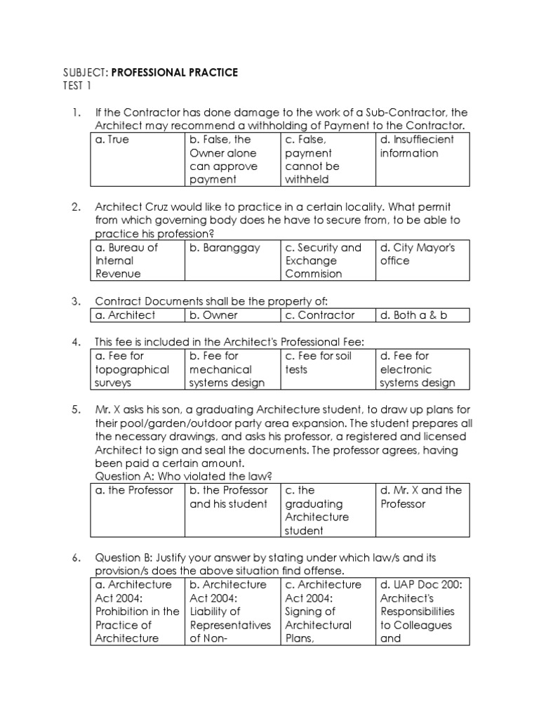 Prof Prac Reviewer | PDF | Architect | Taxes