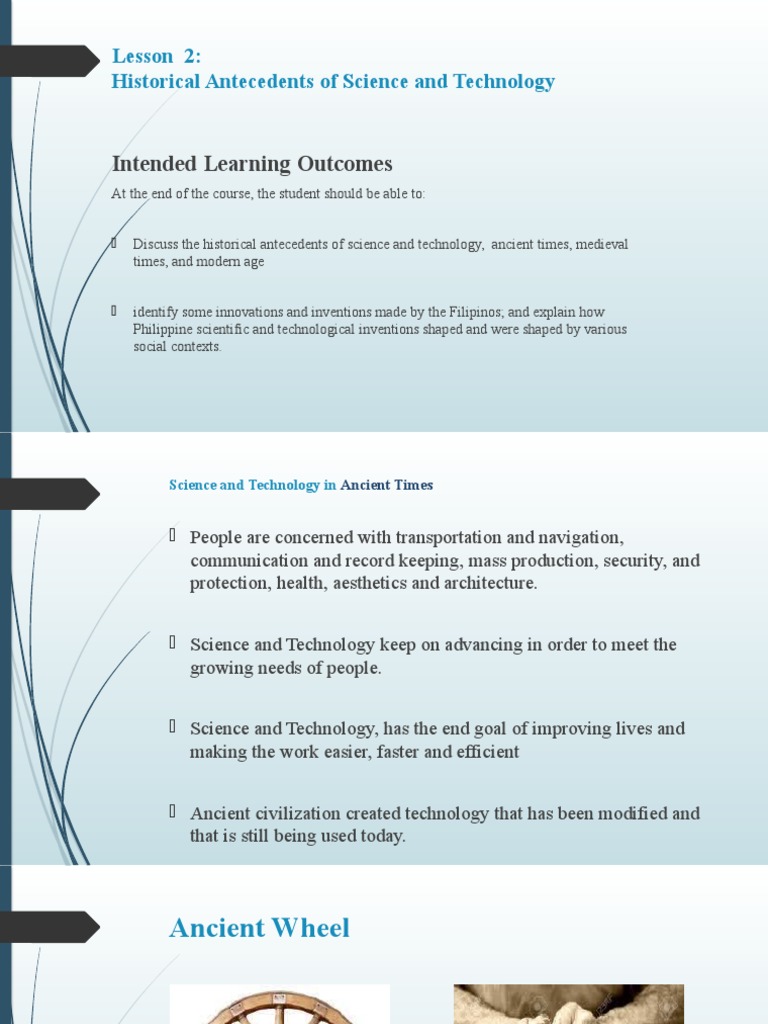 STS Lesson 2 Historical Antecedents of Sci Tech | PDF | Science | Wheel