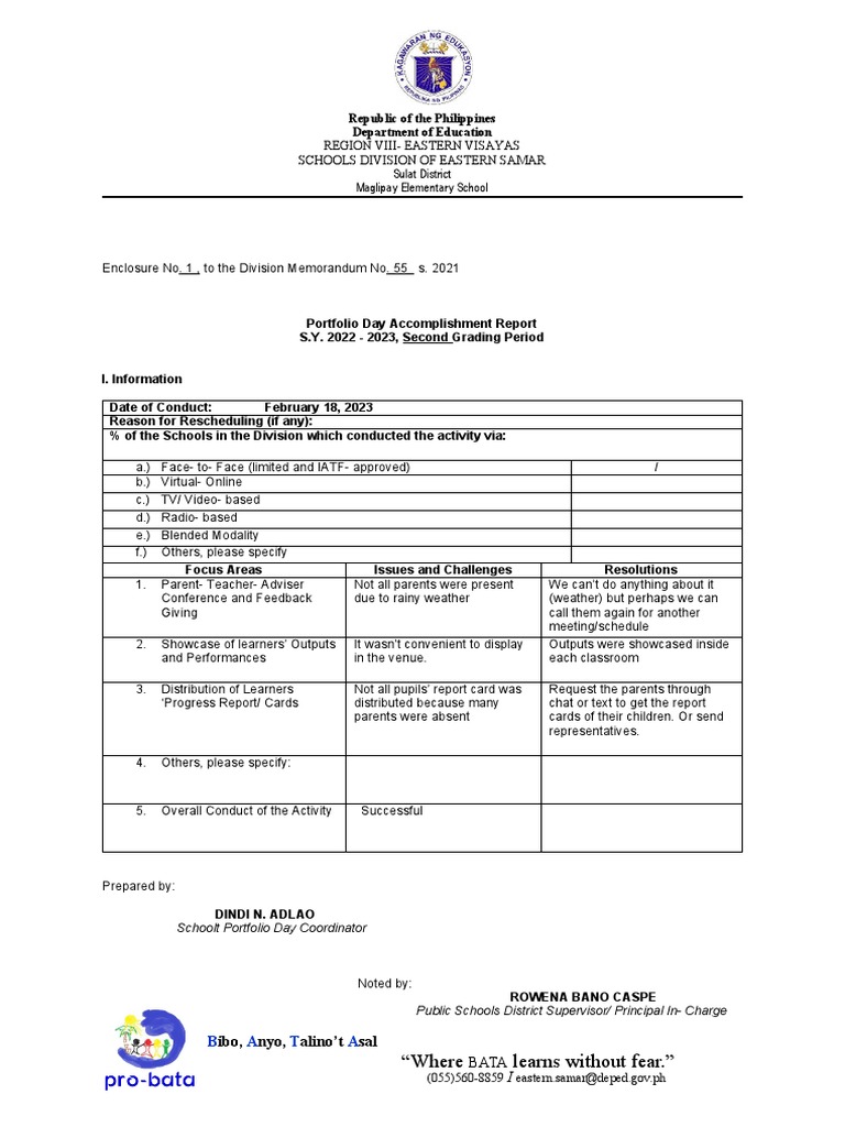 2023 - Second Grading - Maglipay ES-Q2 Portfolio-Day-ACR | PDF | Cognition | Communication