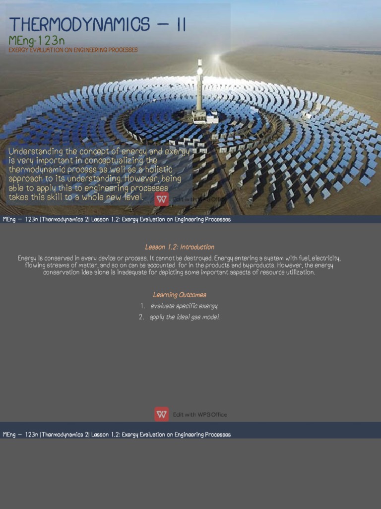 Lesson 1.2 - Exergy Evaluation On Engineering Processes | PDF | Exergy ...