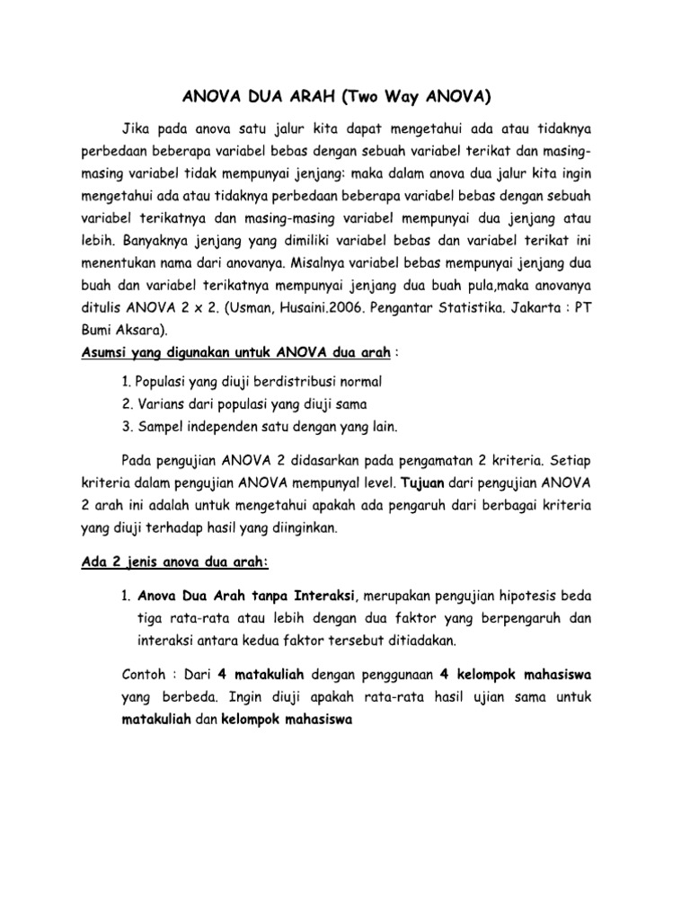 Uji Anova 2 Arah | PDF
