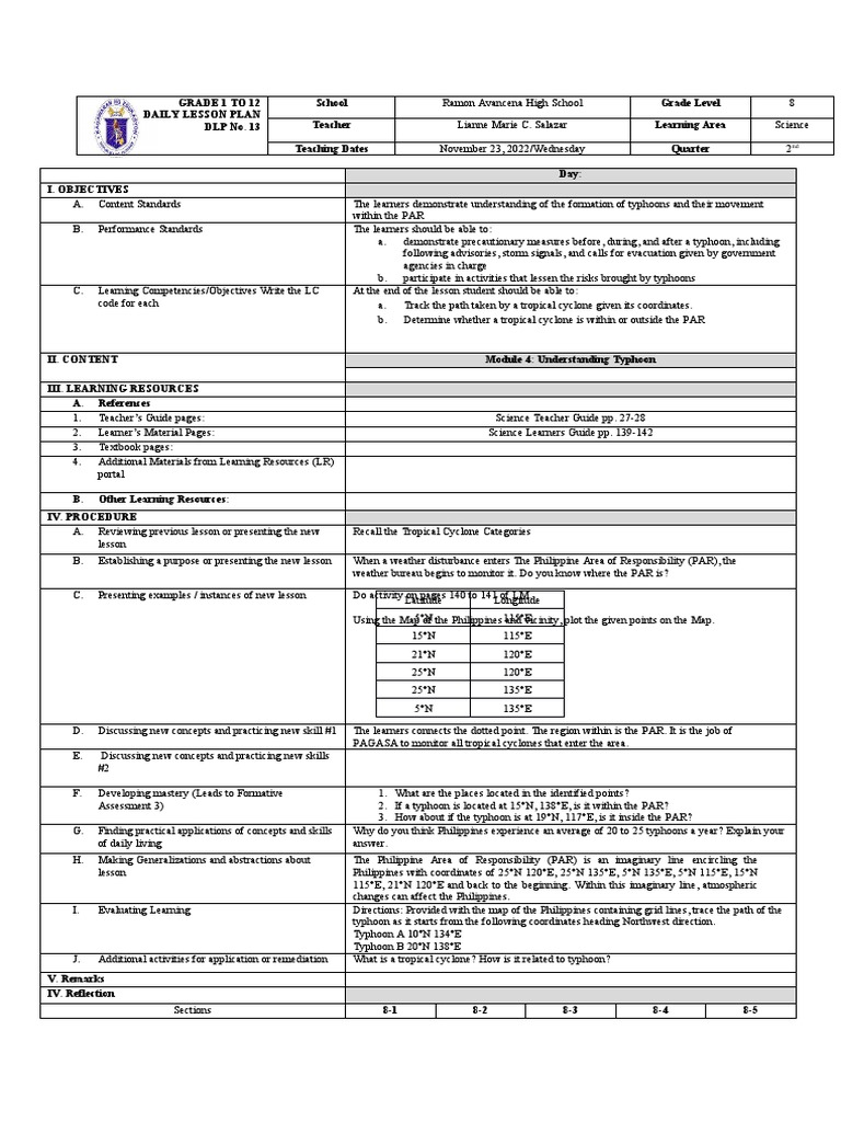 DLP Science 8 Wk3D3 2nd QTR | Download Free PDF | Tropical Cyclones ...