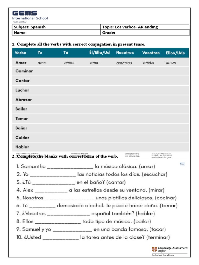 G5 Verbos y Colores | PDF