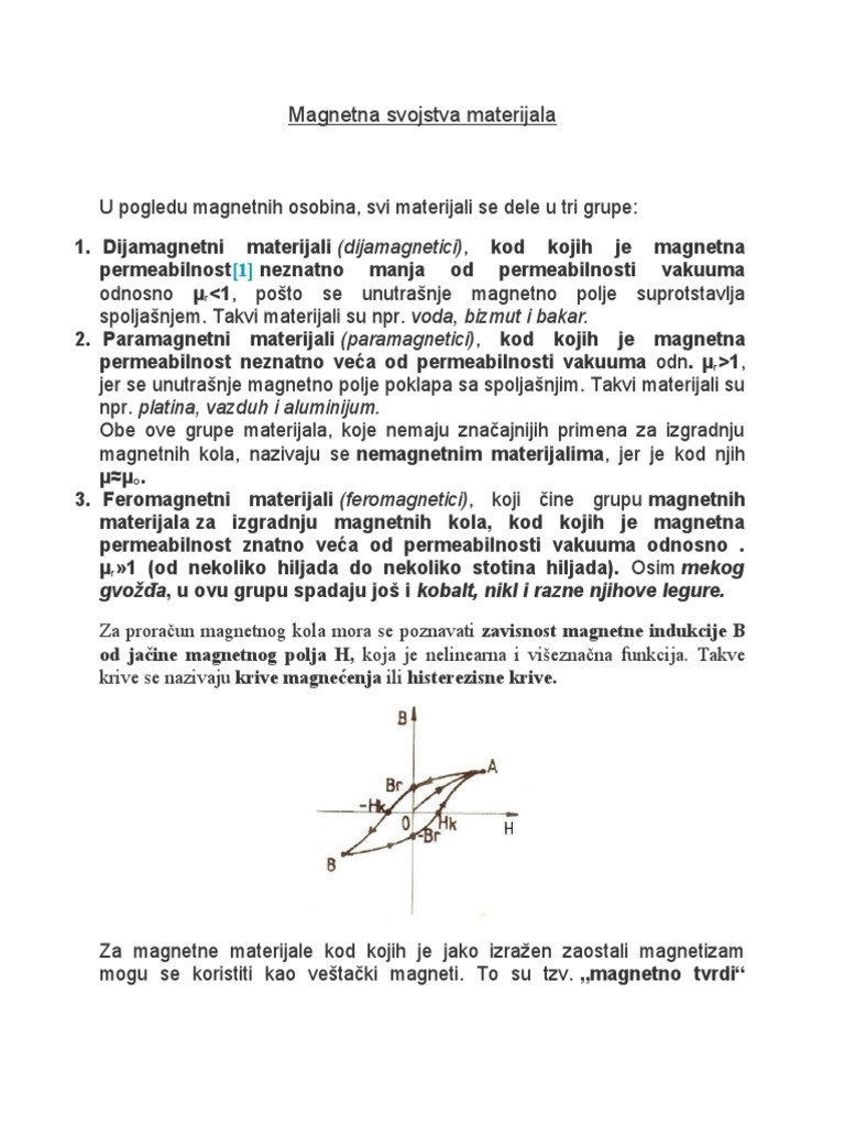 Magnetna Svojstva Materijala | PDF