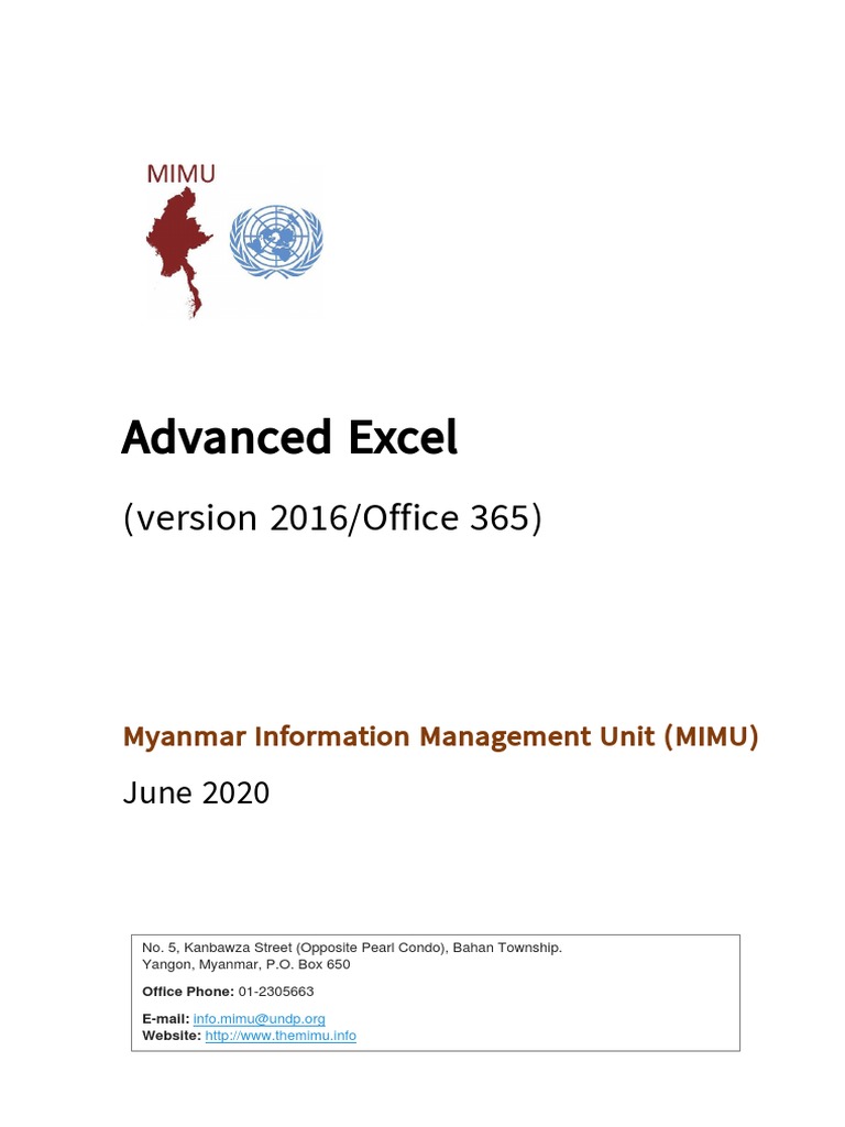 MIMU Advanced Excel Training Manual - 10jun2022 PDF | PDF