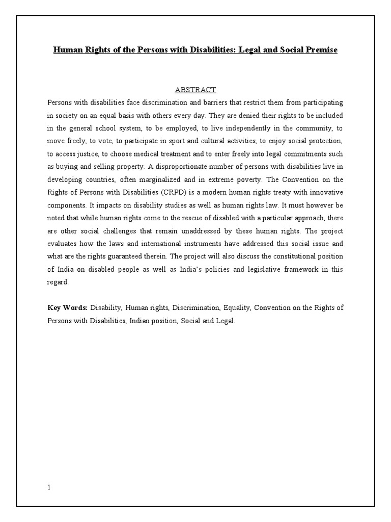 Disability & Human Rights - Legal and Social Premise | PDF | Disability ... Disability & Human Rights - Legal and Social Premise | PDF | Disability ...
