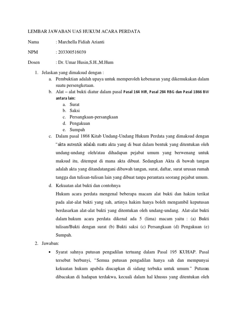Pembuktian dan Putusan Hukum Acara Perdata | PDF | Ilmu Sosial | Hukum