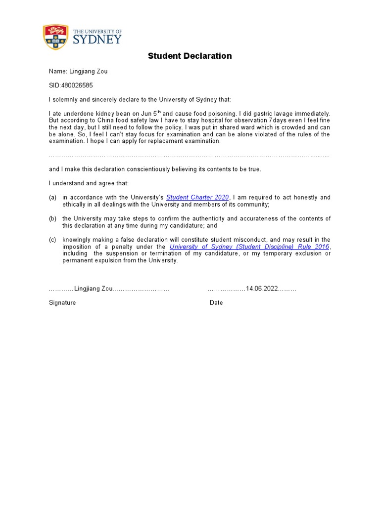 Student Declaration | PDF