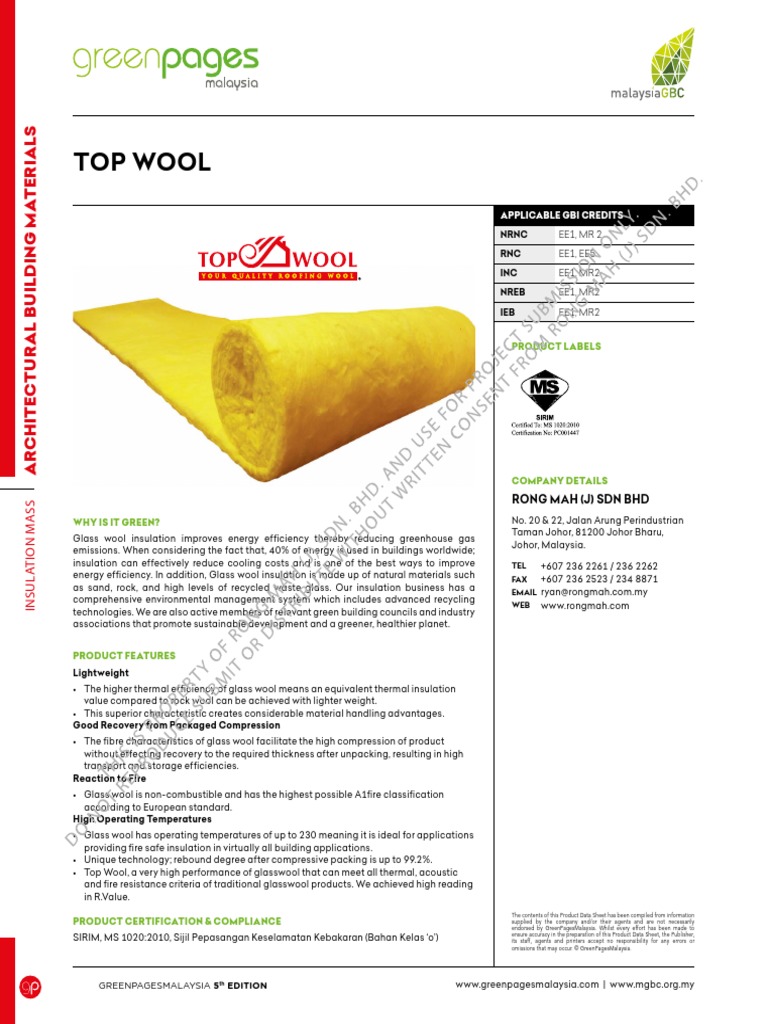 12 ABM InsulationMass Top Wool | PDF | Building Insulation | Glasses