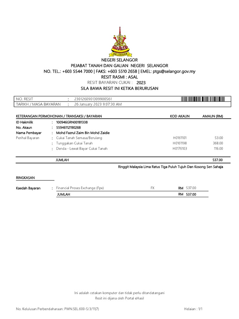 Bill Cukai Tanah 1 | PDF