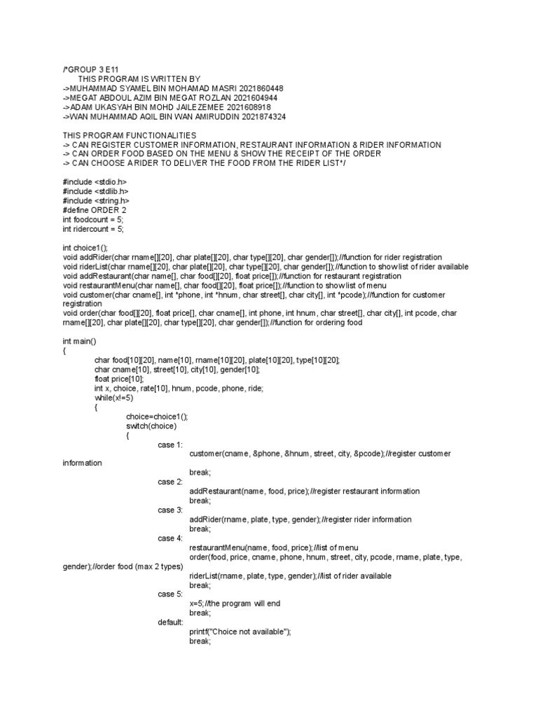 E11 T3 Sourcecode | PDF | Menu | Food And Drink