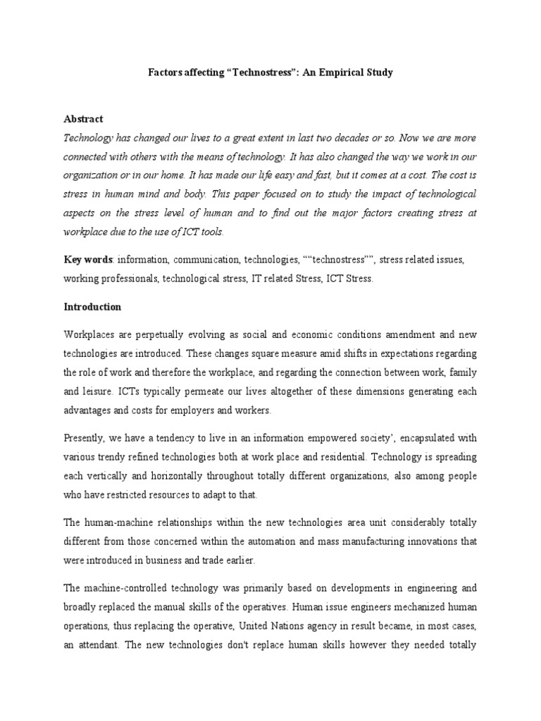 Technostress Paper | PDF | Variance | Educational Technology